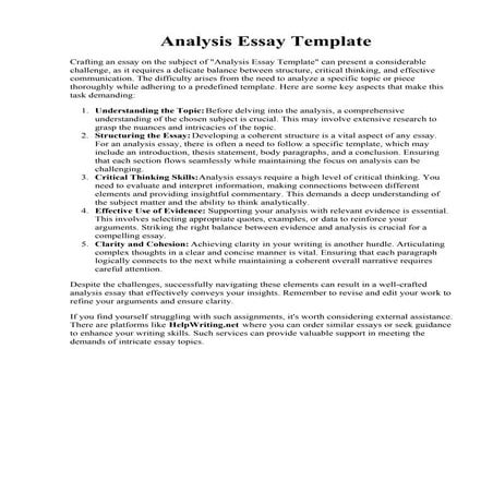 Analysis Essay Templatepdf
