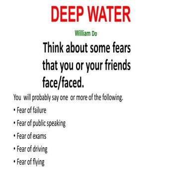 Deep water - CLASS 12 (ENGLISH) | PPTX