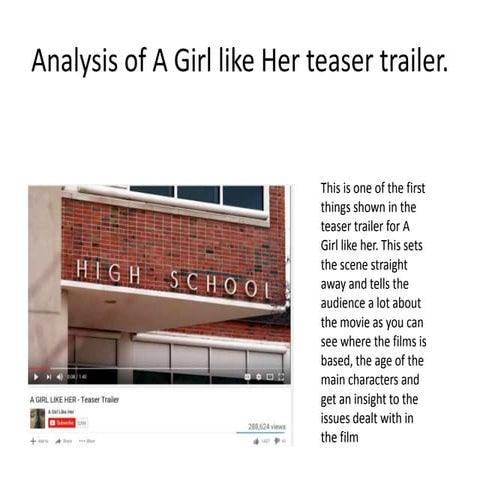 Analysis of a girl like her teaser trailer | PPT