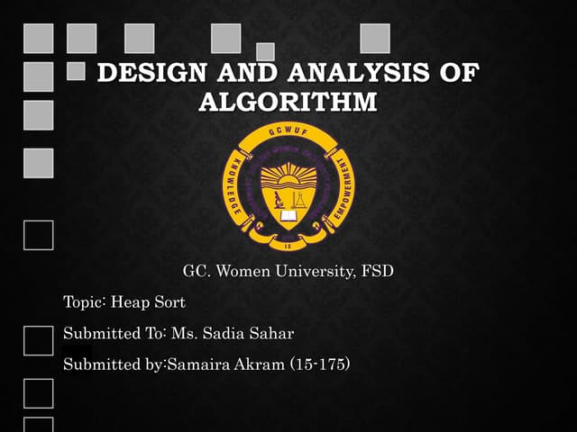 Heap Sort In Design And Analysis Of Algorithms Pptx Programming