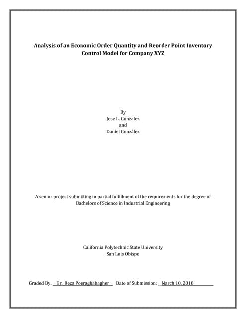 Visual Reorder Point | PPTX | Business and Finance