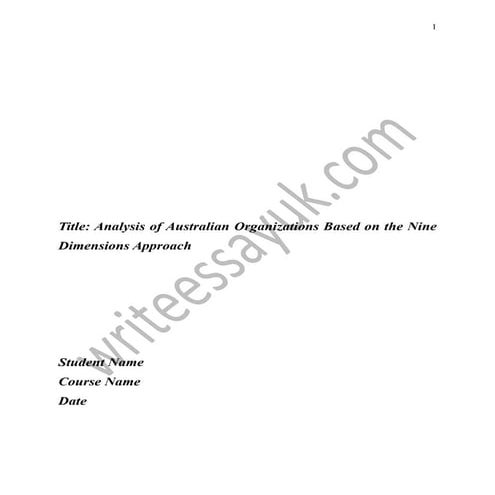 Analysis of australian organizations based on the nine dimensions ...