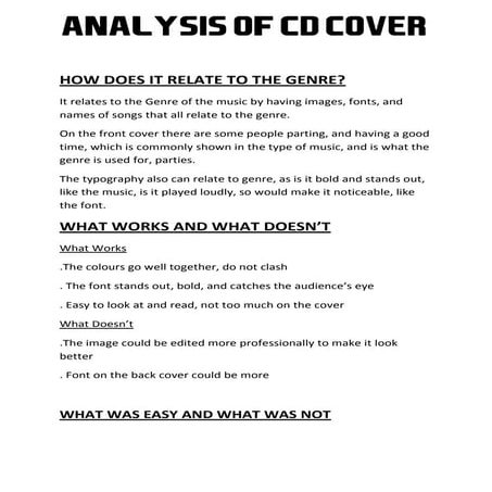 Analysis of cd cover | DOCX