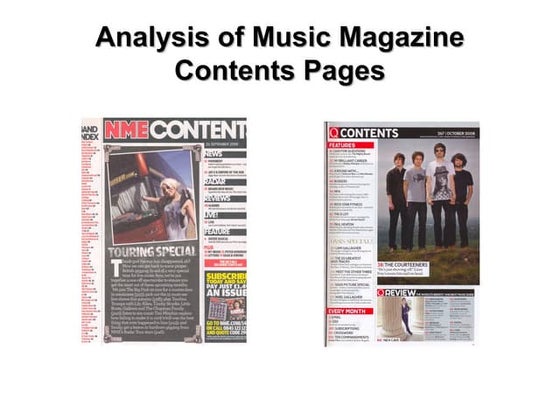 Music magazine contents page | DOCX