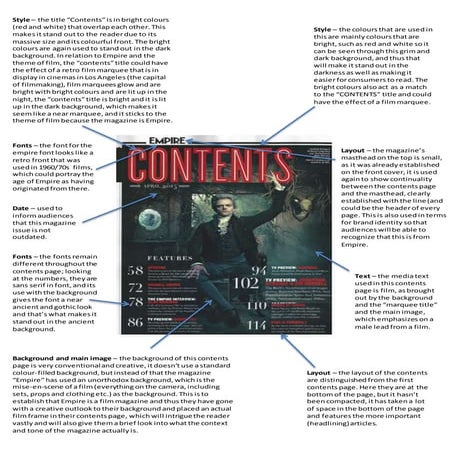 Annotation of an Existing Magazine Contents Page #2 | DOCX | Desktop ...