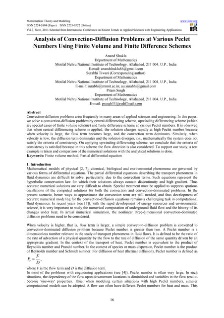 Analysis Of Convection Diffusion Problems At Various Peclet Numbers Using Finite Volume And