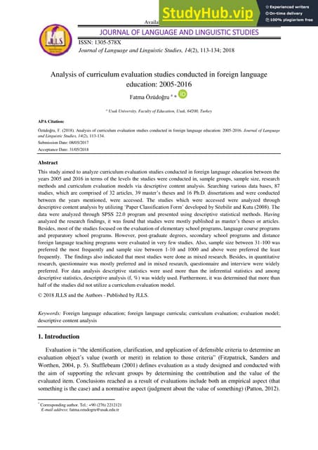 An Overview Of Research On Turkish Language Education A Bibliometry Study | PDF