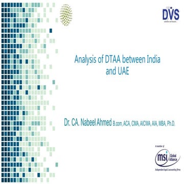 Analysis of DTAA: India-UAE | PPTX