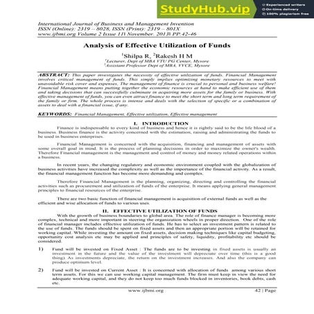Analysis Of Effective Utilization Of Funds | PDF