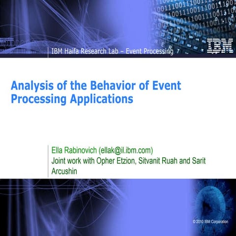 Analysis of the Behavior of Event Processing Applications | PPT