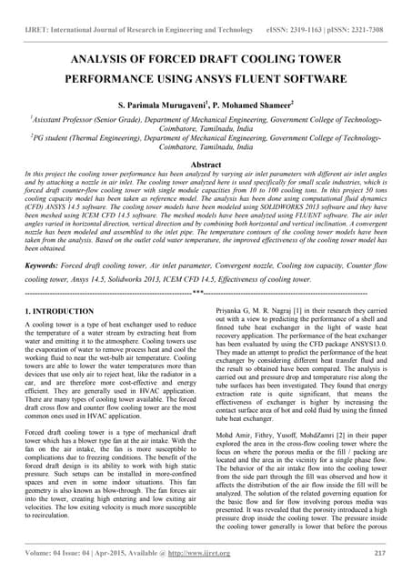 Thermal Analysis of Cooling Tower using Computational Fluid Dynamics | PDF | Chemistry | Science