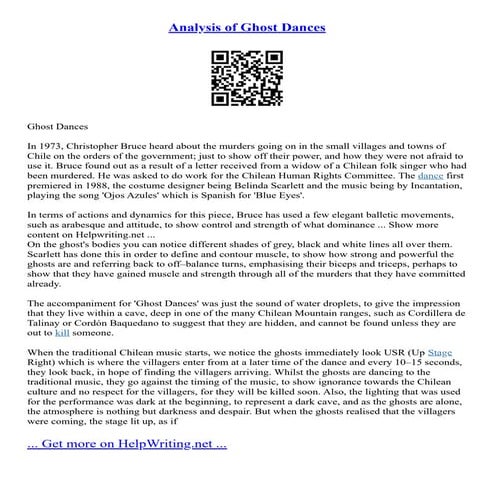 Analysis Of Ghost Dances | PDF
