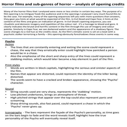 Analysis of horror films | PDF