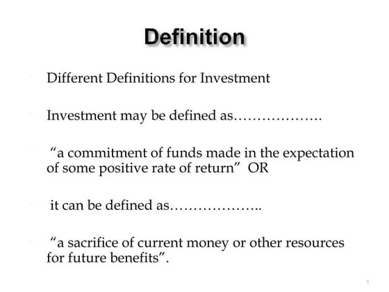 An introduction to investment | PPT | Stocks and Bonds | Personal Investing