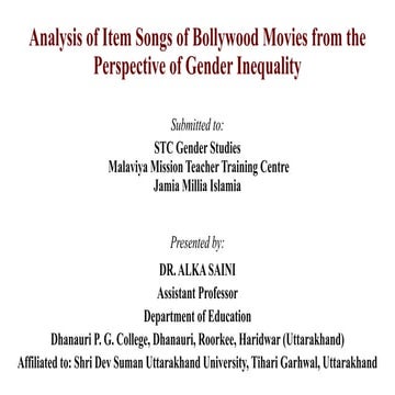 Analysis of Item Songs of Bollywood Movies from the Perspective of ...