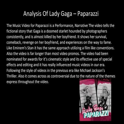 Analysis of Lady Gaga - Paparazzi | PPT