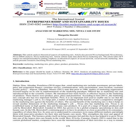Analysis Of Marketing MIX Nivea Case Study | PDF