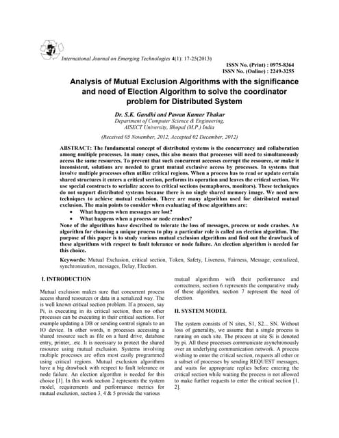 Distributed Mutual Exclusion Algorithms Pdf