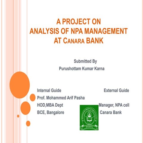 Analysis of NPA management at Canara Bank | PPSX