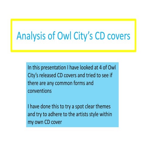 Analysis Of Owl City’S Cd Covers | PPT