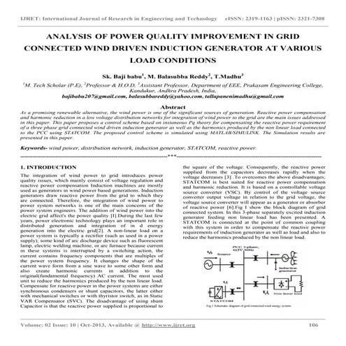Analysis Of Power Quality Improvement In Grid Connected Wind Driven Induction Generator At
