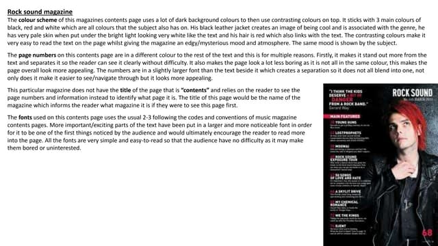 Magazine Contents page textual analysis media studies | PPTX