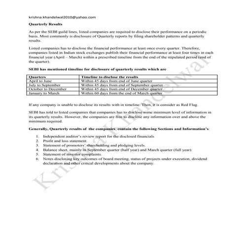 Analysis of Quarterly Results | PDF