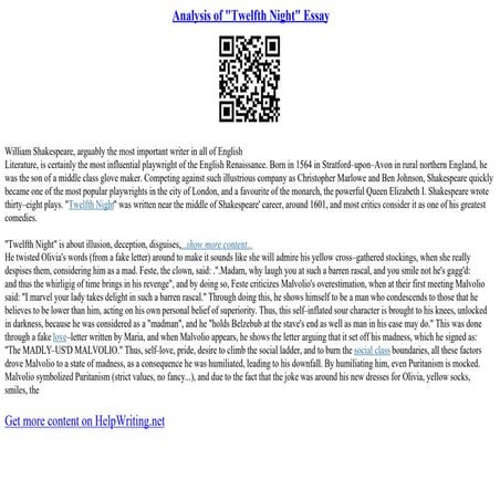 Analysis Of &Twelfth Night& Essay | PPT