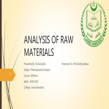 Analysis of raw materials | PPTX