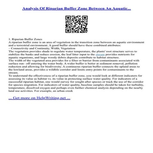 Analysis Of Riparian Buffer Zone Between An Aquatic... | PDF