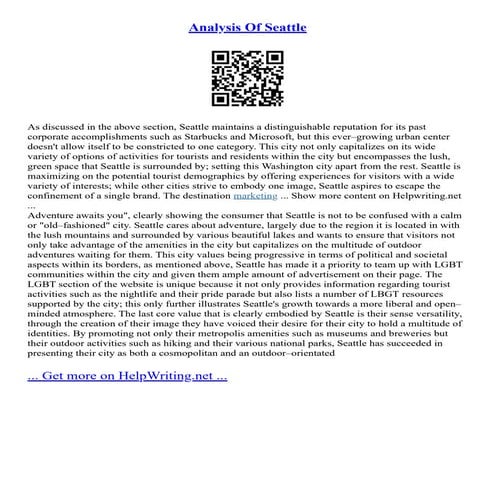 Analysis Of Seattle | PDF