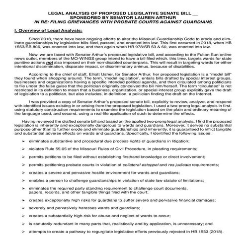 Analysis of Senator Arthur's Drafted Senate Bill | PDF