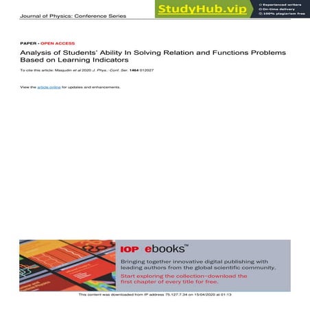Analysis Of Students Ability In Solving Relation And Functions Problems Based On Learning ...