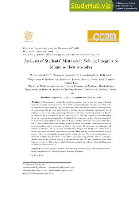 An Error Analysis Of Form 2 (Grade 7) Students In Simplifying Algebraic Expressions A ...