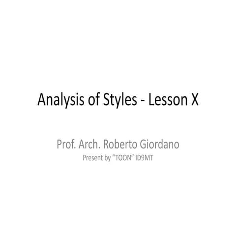 Analysis Of Styles Lesson X | PPTX | Design | Fine Art