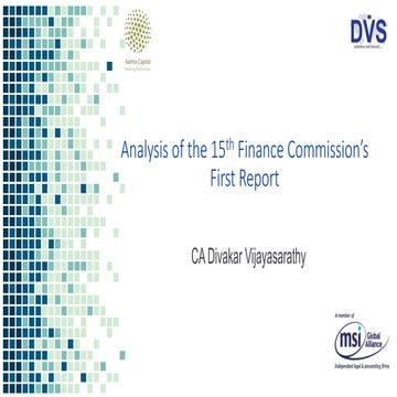 Analysis of 15th Finance Commission's First Report | PPTX