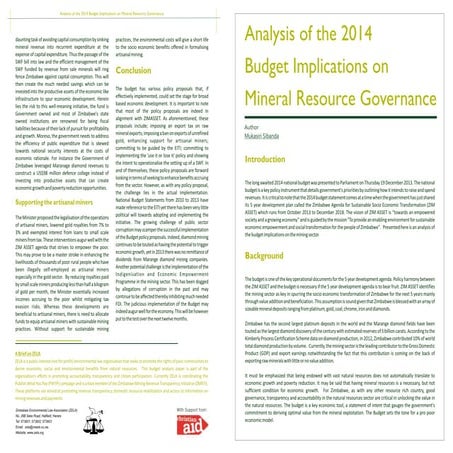 Analysis of the 2014 budget implications on mineral resource governance ...