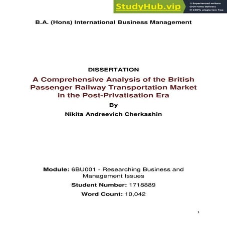 Analysis Of The British Passenger Railway Transportation Market In The ...