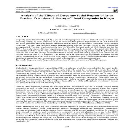 Analysis Of The Effects Of Corporate Social Responsibility On Pdf