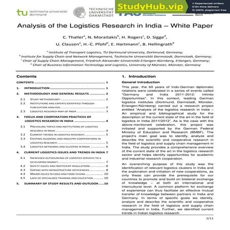 Analysis Of The Logistics Research In India White Paper | PDF ...