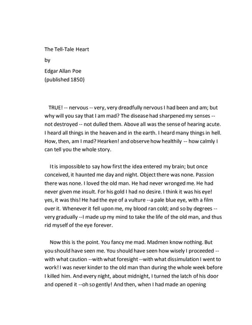 The tell tale heart activity packet | DOC | Drama | Genres