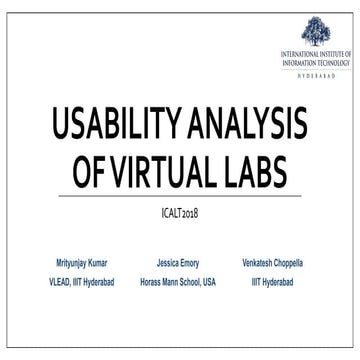 Analysis of virtual labs - Paper presentation at ICALT 2018 (IIT Bombay ...