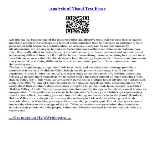 Analysis Of Visual Text Essay | PDF