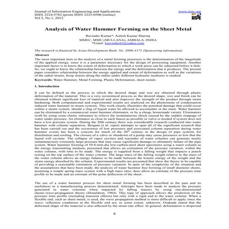 Analysis of water hammer forming on the sheet metal (2) | PDF