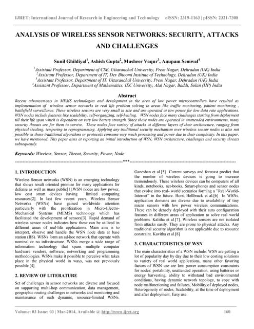 Wireless Sensor Networks Architecture Security Requirements Security
