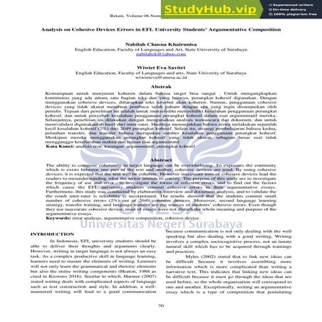 Analysis On Cohesive Devices Errors In EFL University Students Argumentative Composition | PDF