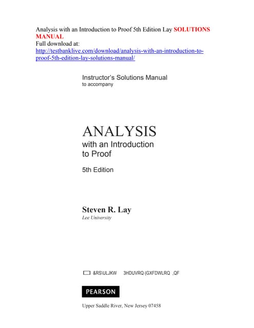 Analysis With An Introduction To Proof 5th Edition Lay Solutions Manual