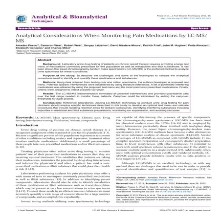 Analytical Considerations When Monitoring Pain Medications by LC-MS/MS ...