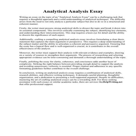 Analytical Analysis Essay | PDF