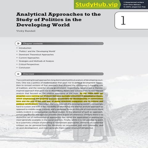 Analytical Approaches To The Study Of Politics In The Developing World ...